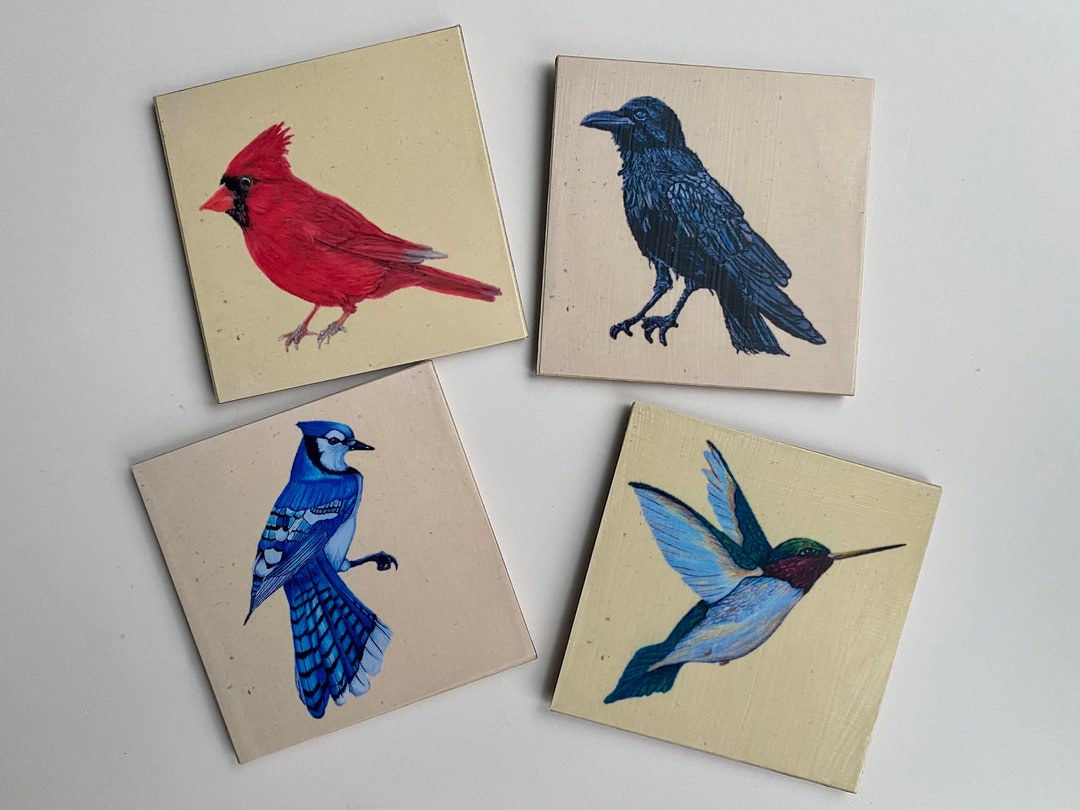 Bird Coasters Set, Bird Art, Gifts for Women, for Mom, for Grandma, for ...