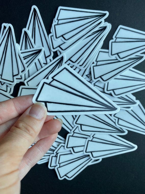 White Paper Airplane Vinyl Waterproof Sticker laptop | Etsy
