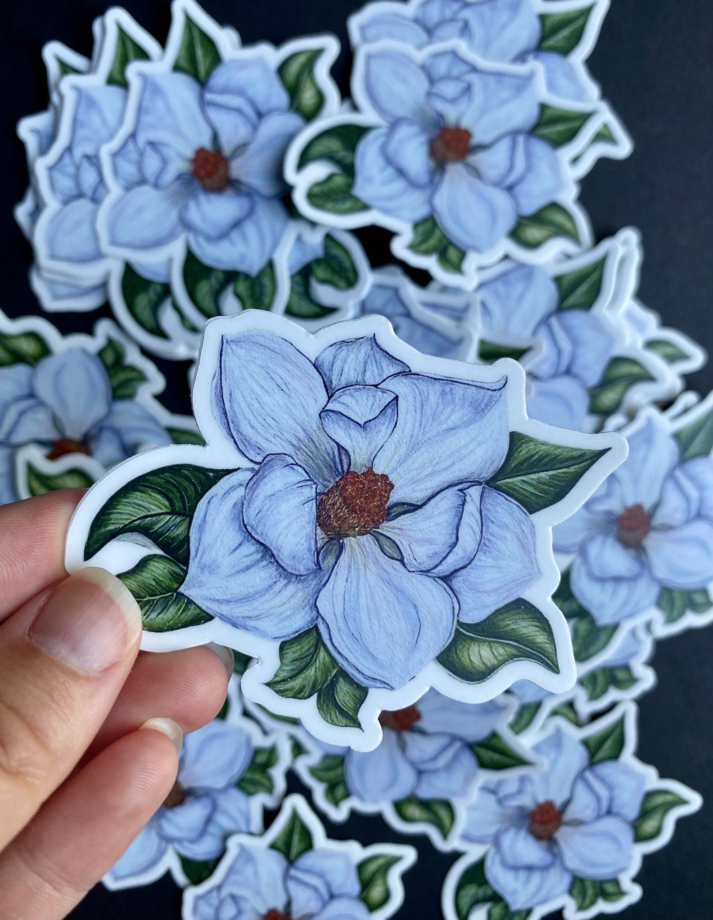 Magnolia Sticker Magnolia Flower White Magnolia Flower - Etsy