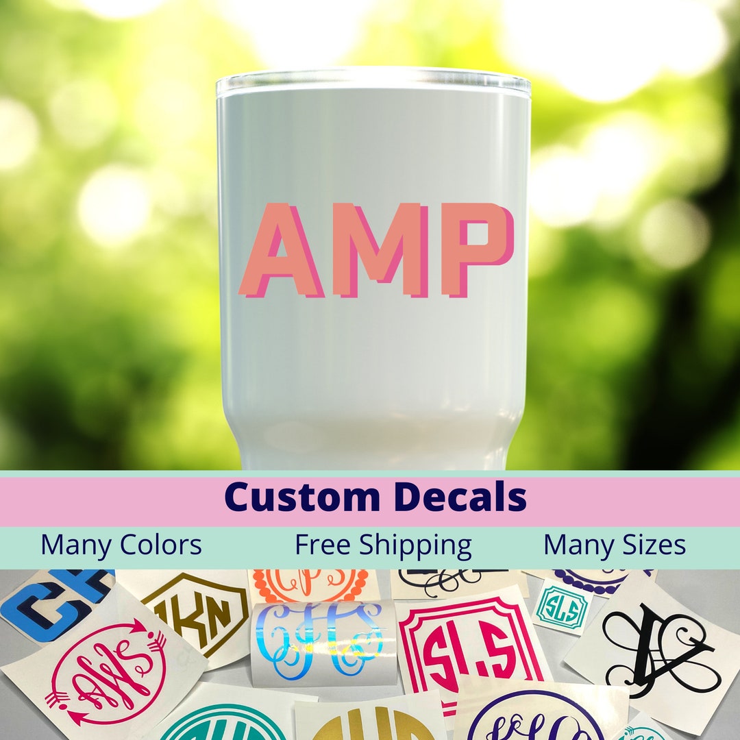 Double Layer Vinyl Monogram Decal Sticker for Tumbler, Phone,laptop,car ...