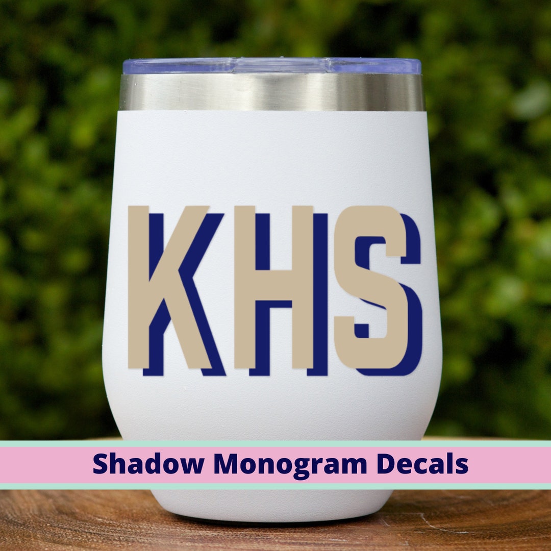 Shadow Monogram Decal, Block Letter Monogram, Initial Monogram Sticker ...