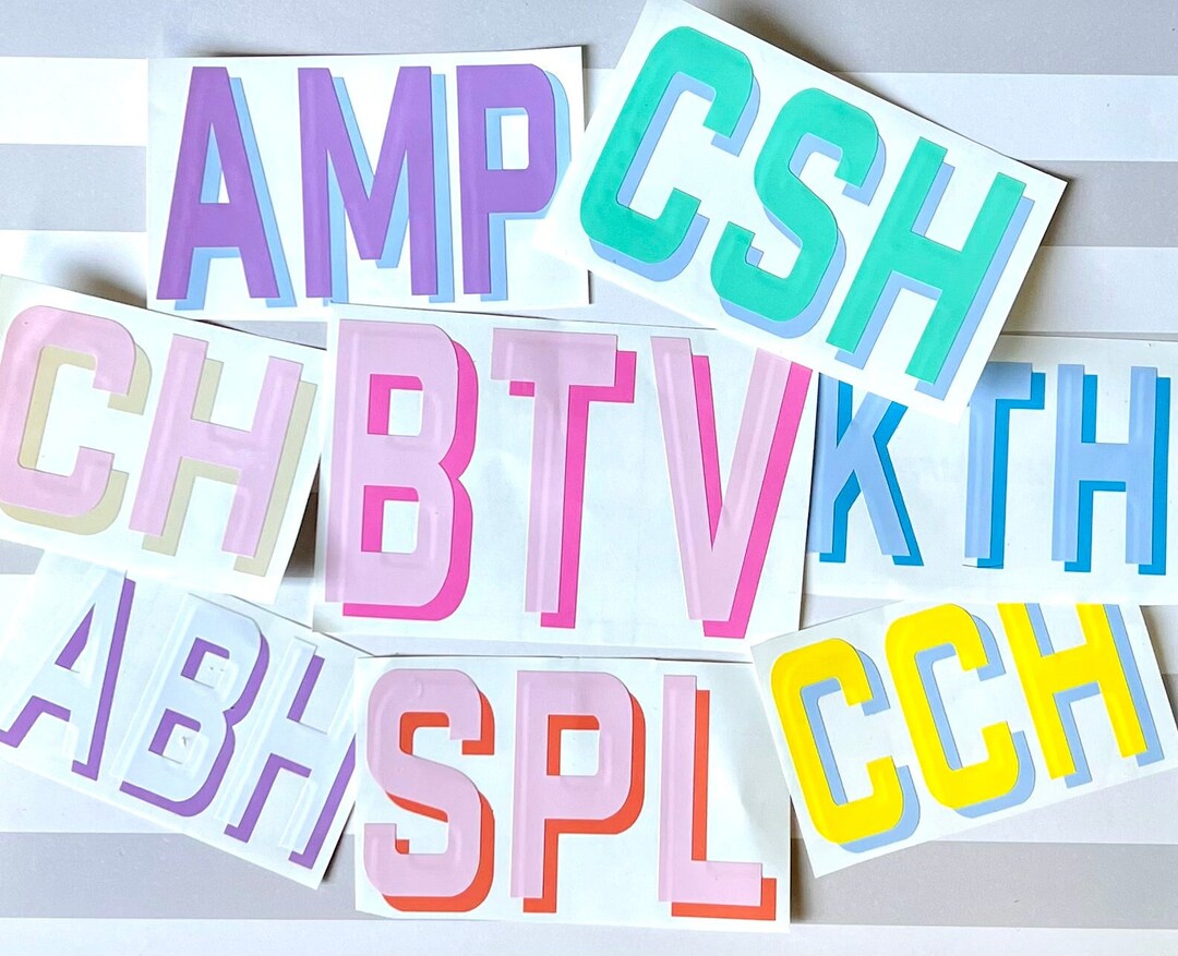 Double-layer Monogram Decal, Shadow Block Monogram, Monogram Sticker ...