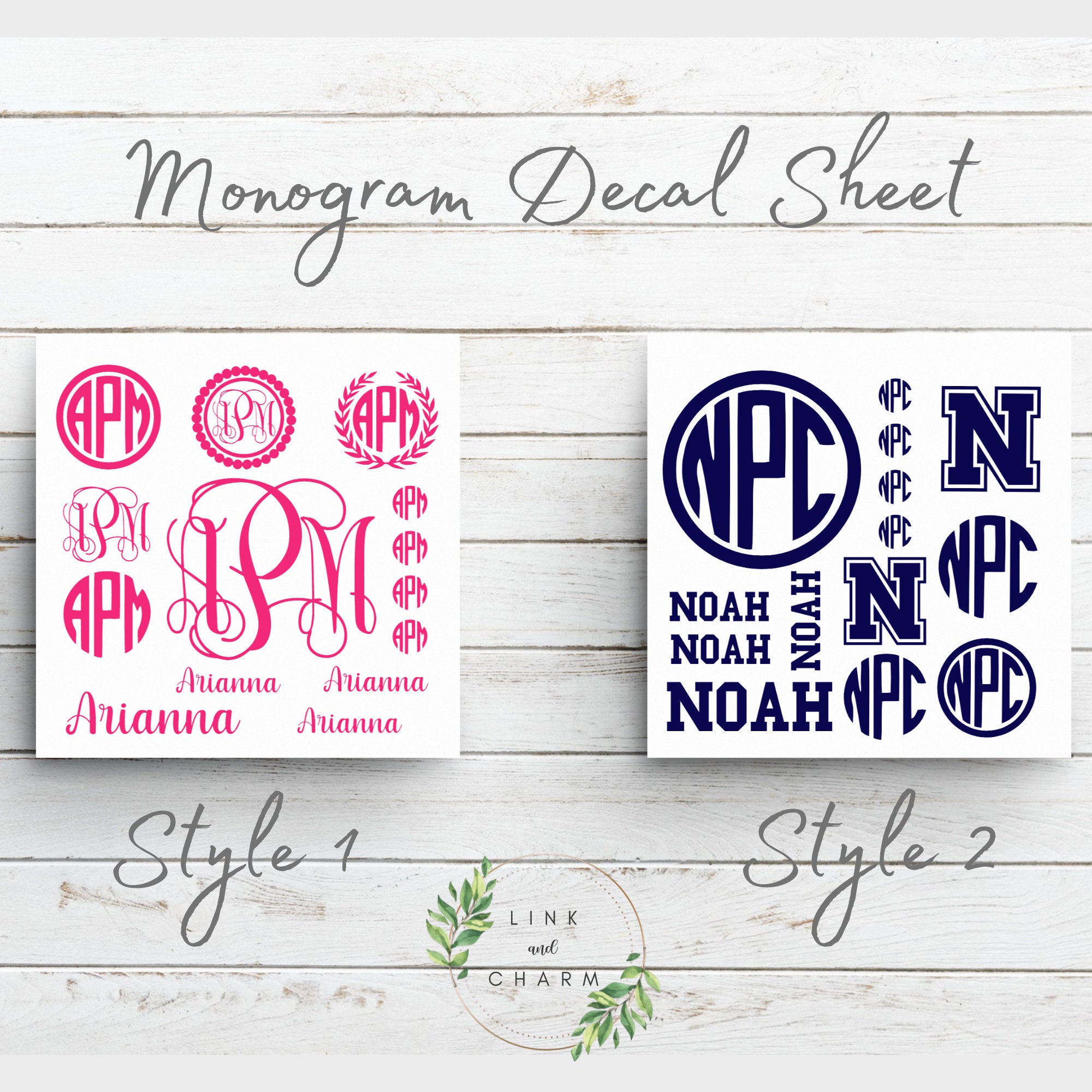 Monogram Decal Sheet / Monogram Sticker Pack / Personalized Name Labels ...