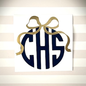 Vinyl Monogram Decal for Tumbler, Bow Monogram Decal for Phone,laptop ...