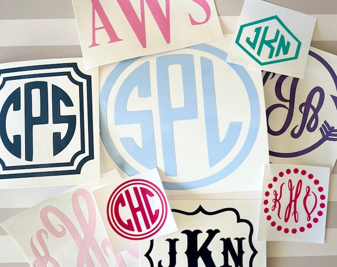 Monogram Decal | Name Initial Decals for Tumblers, Wine Glasses, Water ...