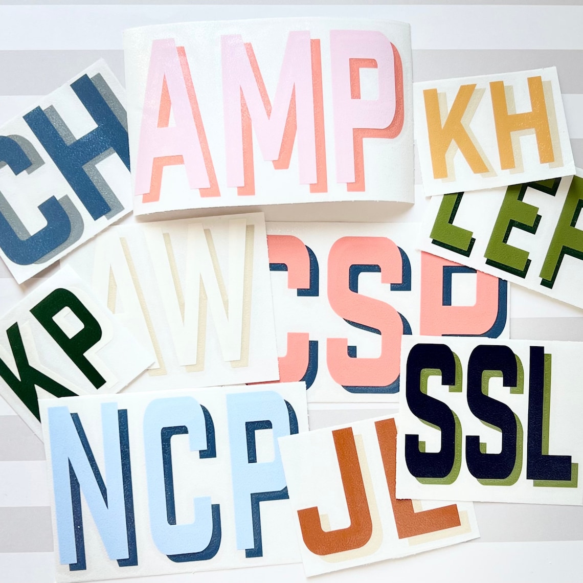 Double-layer Monogram Decal Shadow Block Monogram Monogram - Etsy
