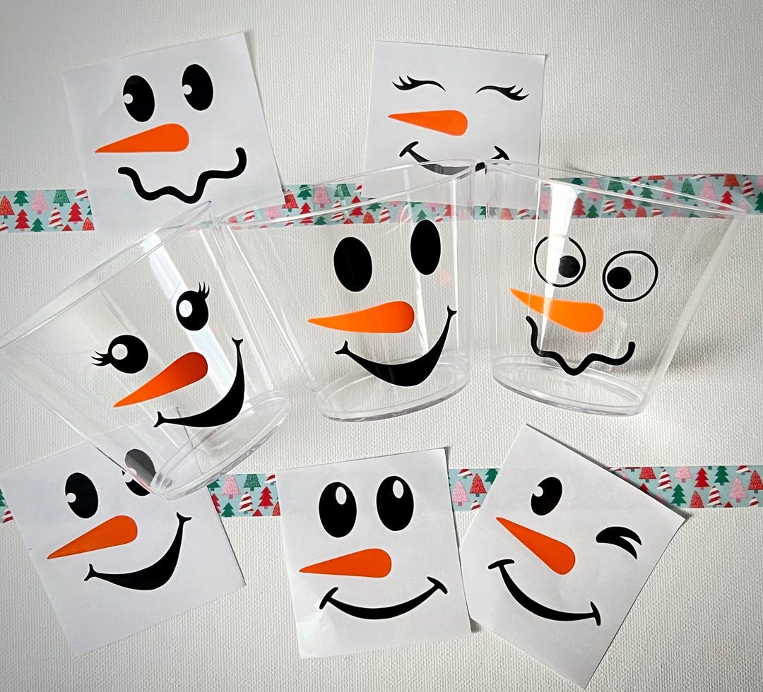 Snowman Face Decals: Christmas Holiday Stickers - Etsy