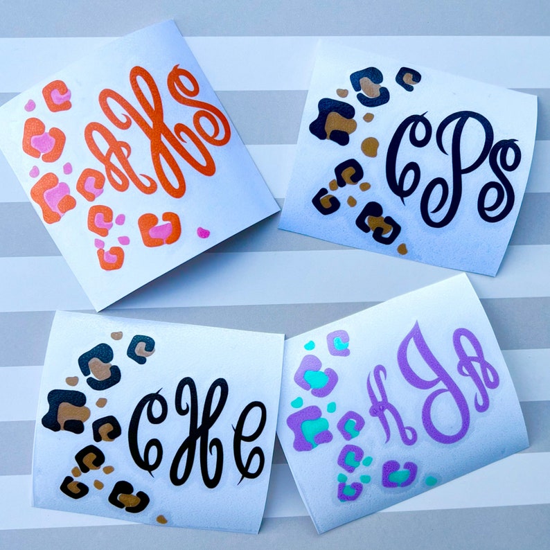 Cheetah Print Monogram Vinyl Decal Sticker Personalized - Etsy