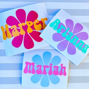 Flower Monogram Name Decal Sticker, Personalized Custom Name Vinyl ...