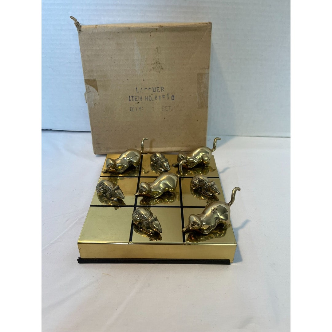 Brass Cat & Mouse Tic Tac Toe Game 4 Cats 4 Mice Vintage - Etsy