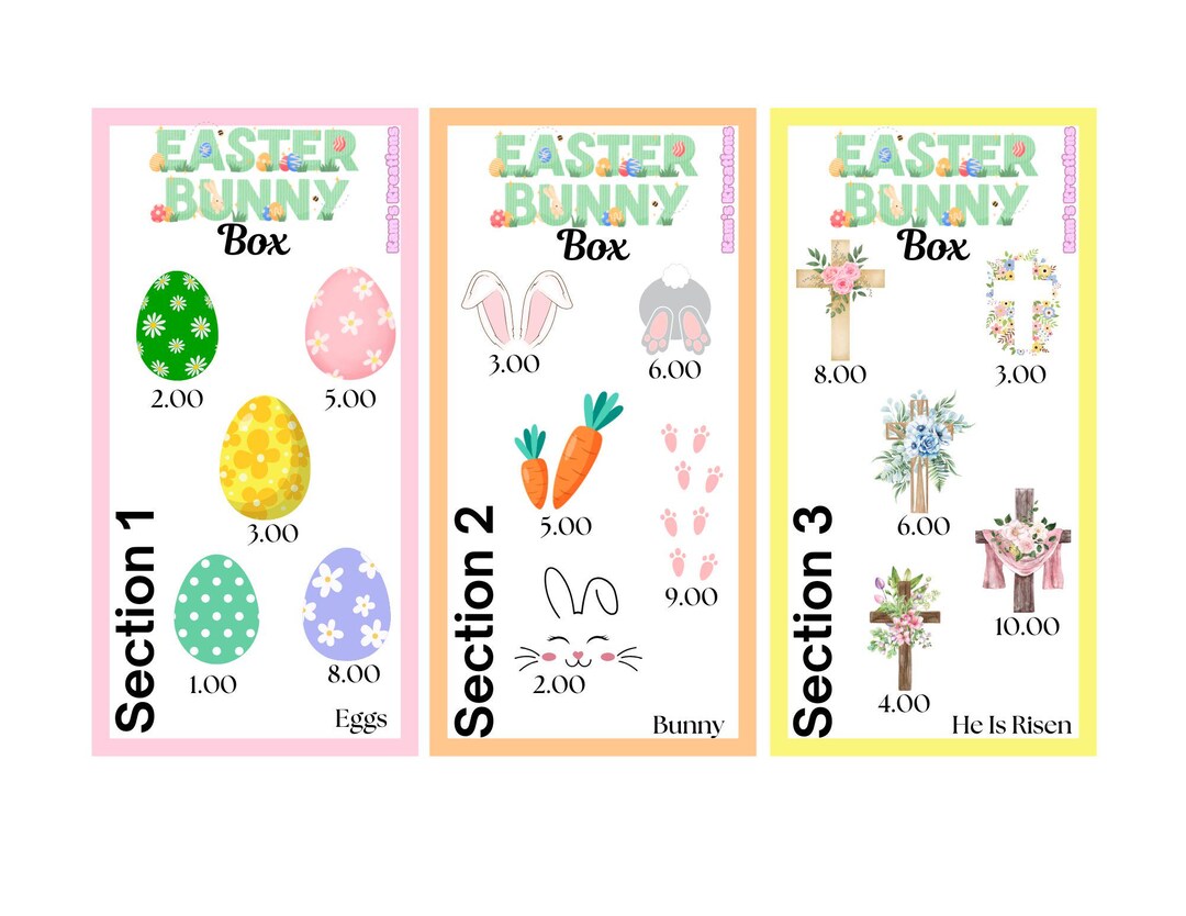 Easter Bunny Box/ Savings Challenge/ Low Income/ 42 Pieces/ 6 Sections ...