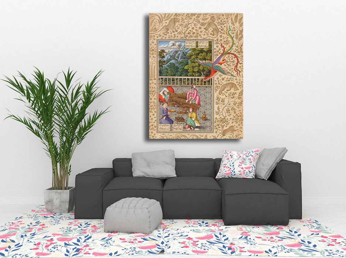 Shahnameh Miniature Painting | Simurgh & Rustam, Persian Art Print - Etsy