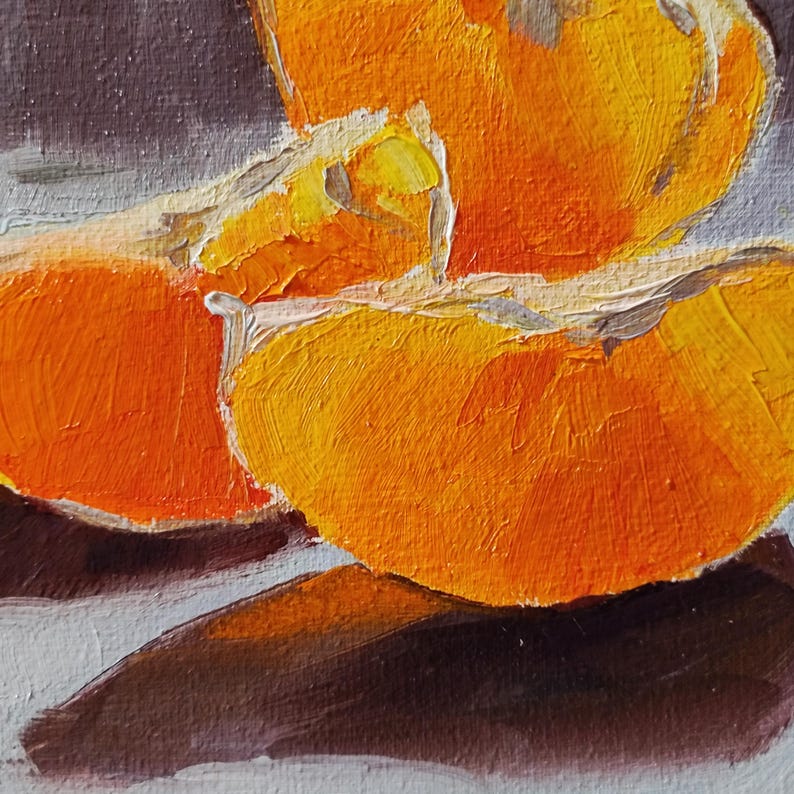 Tangerine Oil Painting: Citrus Still Life Fine Art (6x6 In) - Etsy