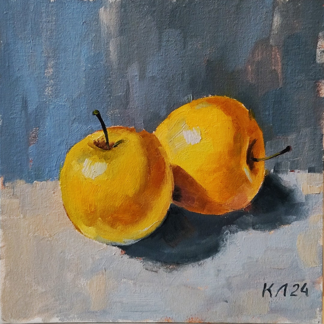 Apple Still Life, Oil Painting on Canvas Board, Original Painting With ...