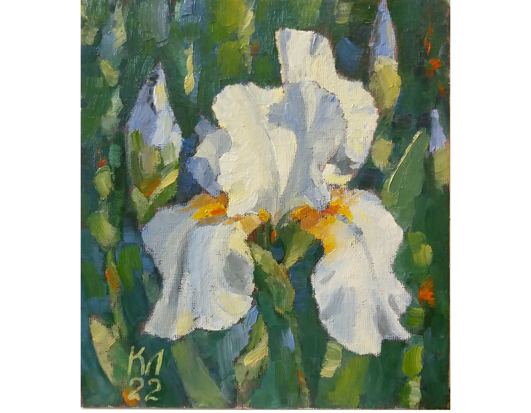 White Iris Oil Painting, 7.0 X 7.87 In - Etsy