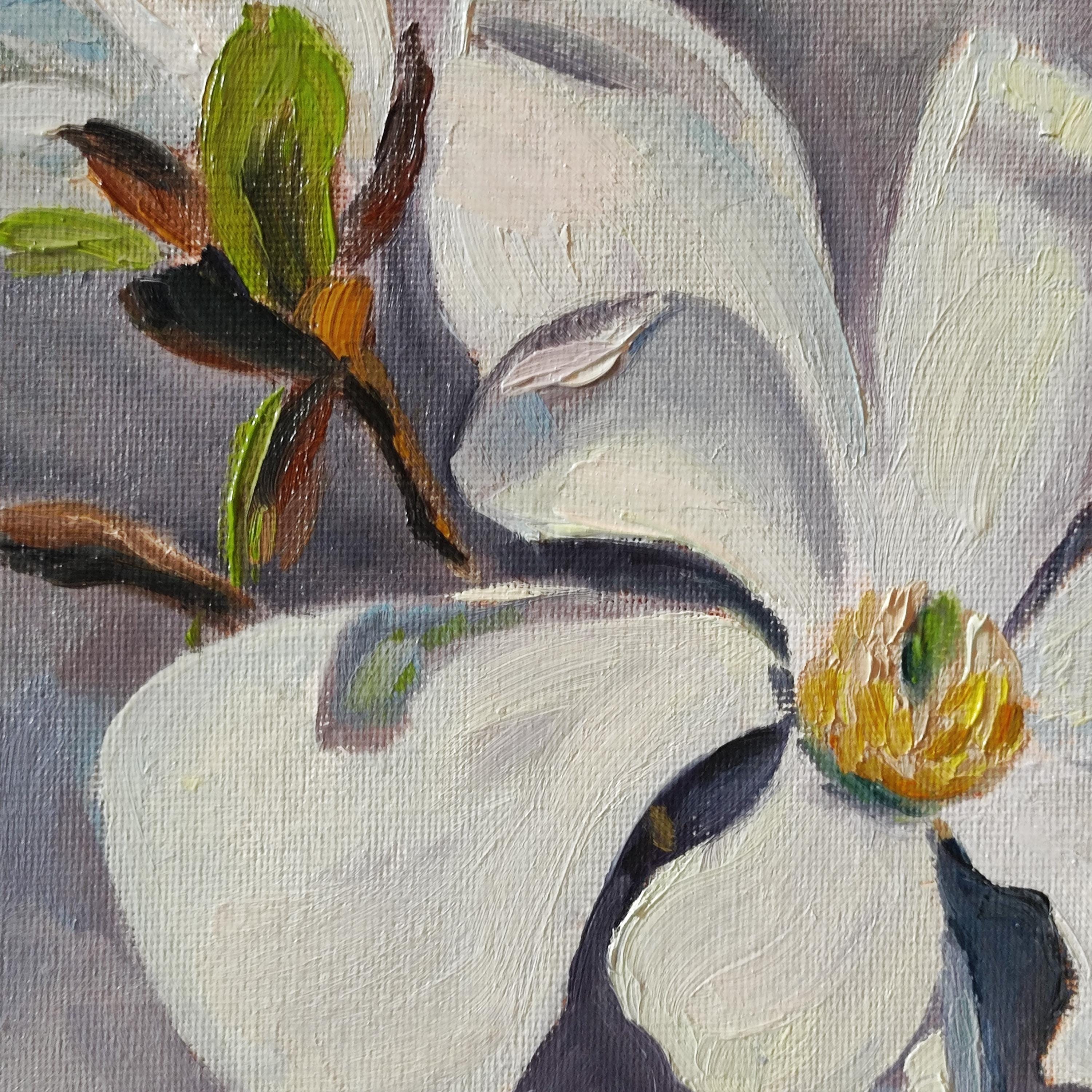 Magnolia Oil Painting: Floral Spring Landscape, 10x10 Canvas Art - Etsy