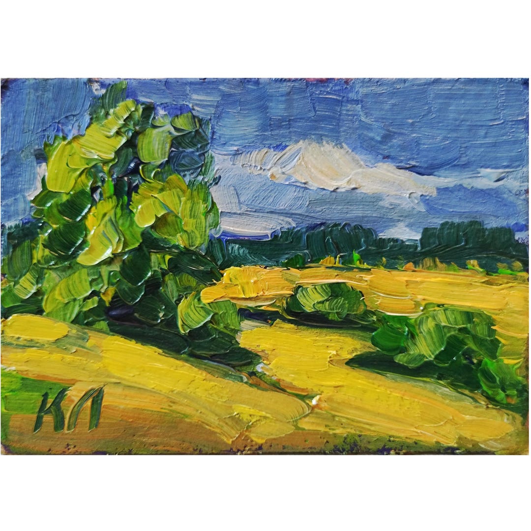 ACEO Oil Painting: Summer Landscape, Floral Fine Art (3.5 X 2.5 In) - Etsy