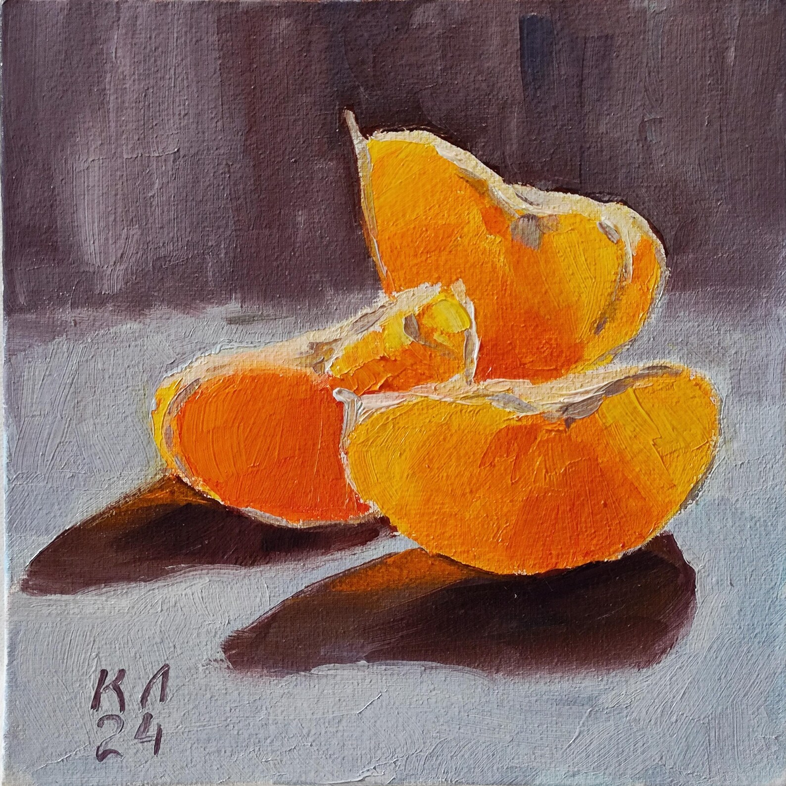Tangerine Oil Painting: Citrus Still Life Fine Art (6x6 In) - Etsy