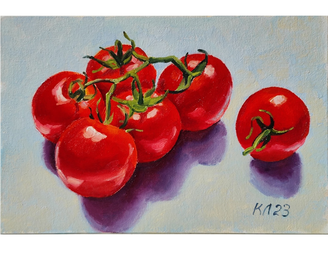 Tomato Oil Painting Vegetable Still Life on Canvas Board - Etsy