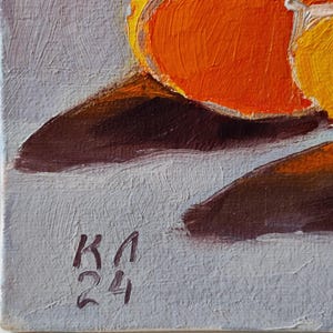 Tangerine Oil Painting: Citrus Still Life Fine Art (6x6 In) - Etsy