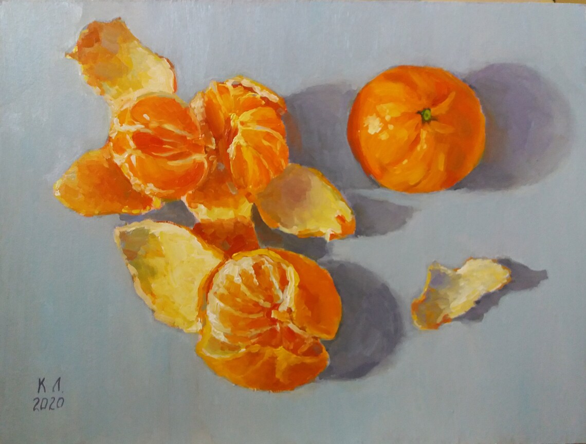 Tangerines Still Life: Vintage Oil Painting Art Poster (digital ...