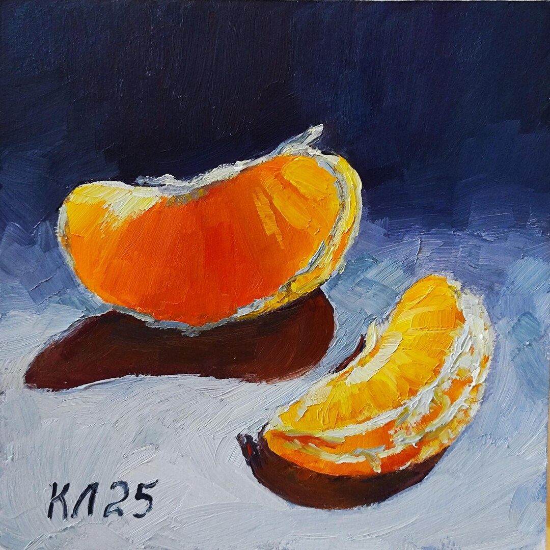 Orange Oil Painting: Citrus Still Life Fine Art (6x6 In) - Etsy