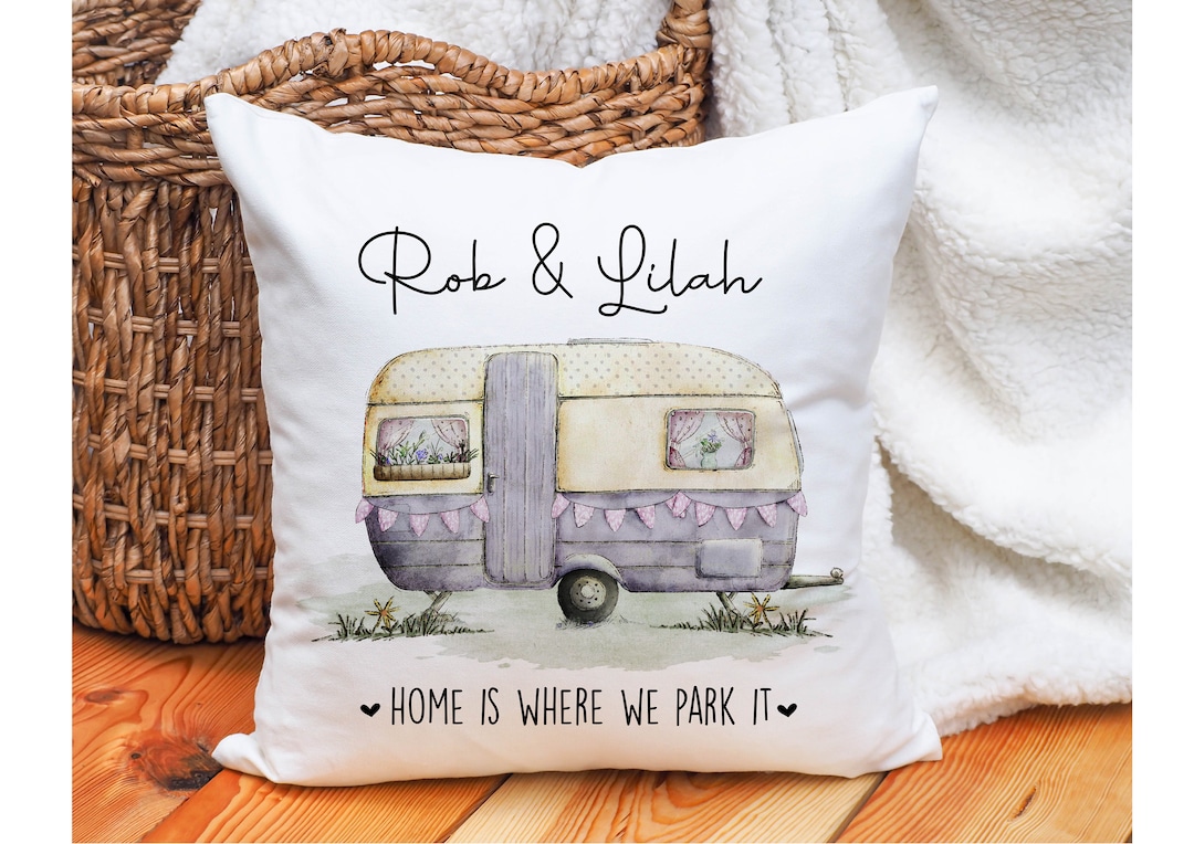 Personalised Caravan Scatter Cushion Cover, Couples Caravan Gift Ideas ...