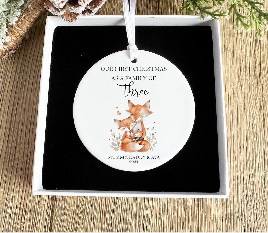 Personalised First Christmas as a Family of 3 Bauble, Baby's First ...
