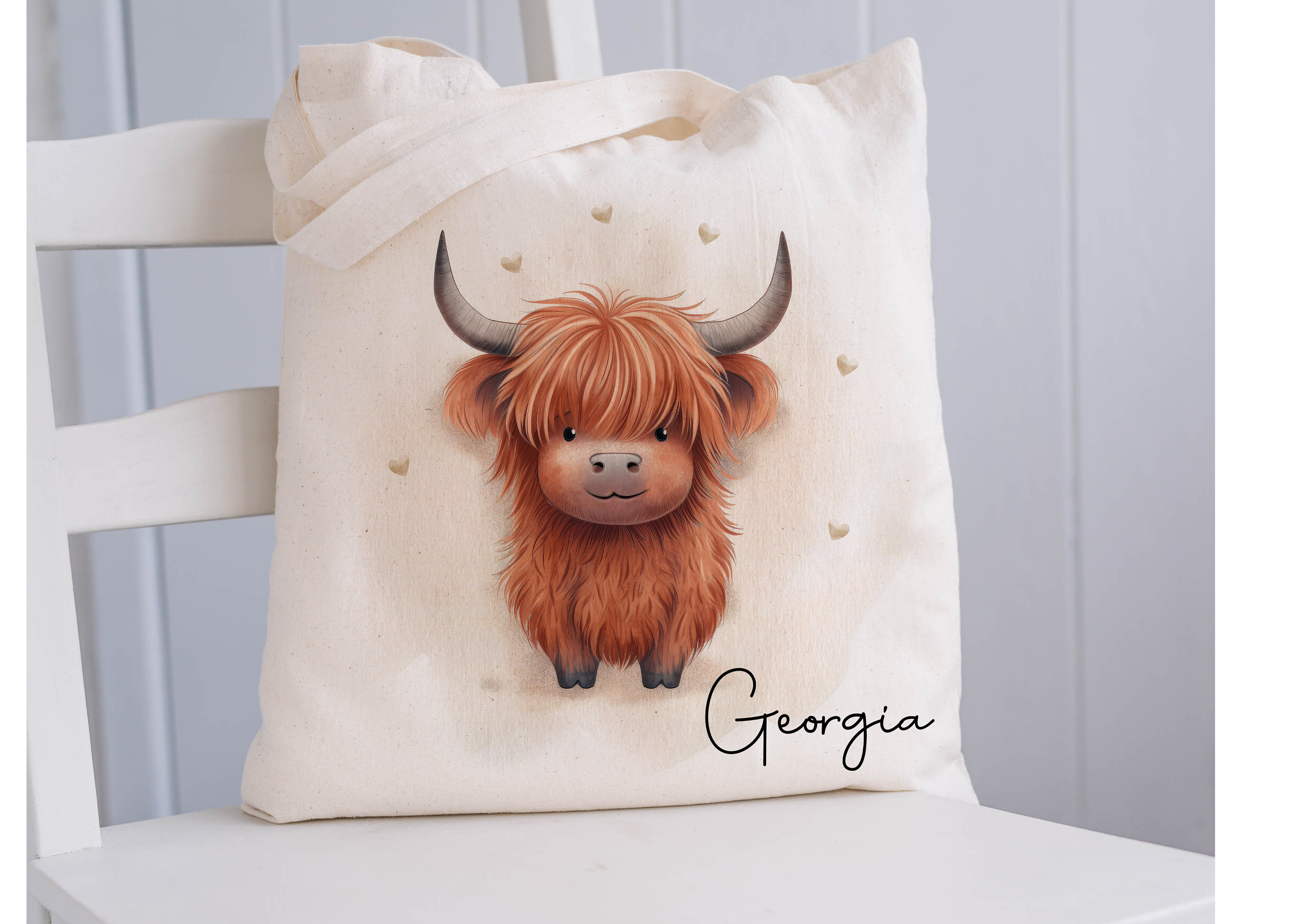 Personalised Highland Cow Tote Bag, Name Tote Bag - Etsy Australia