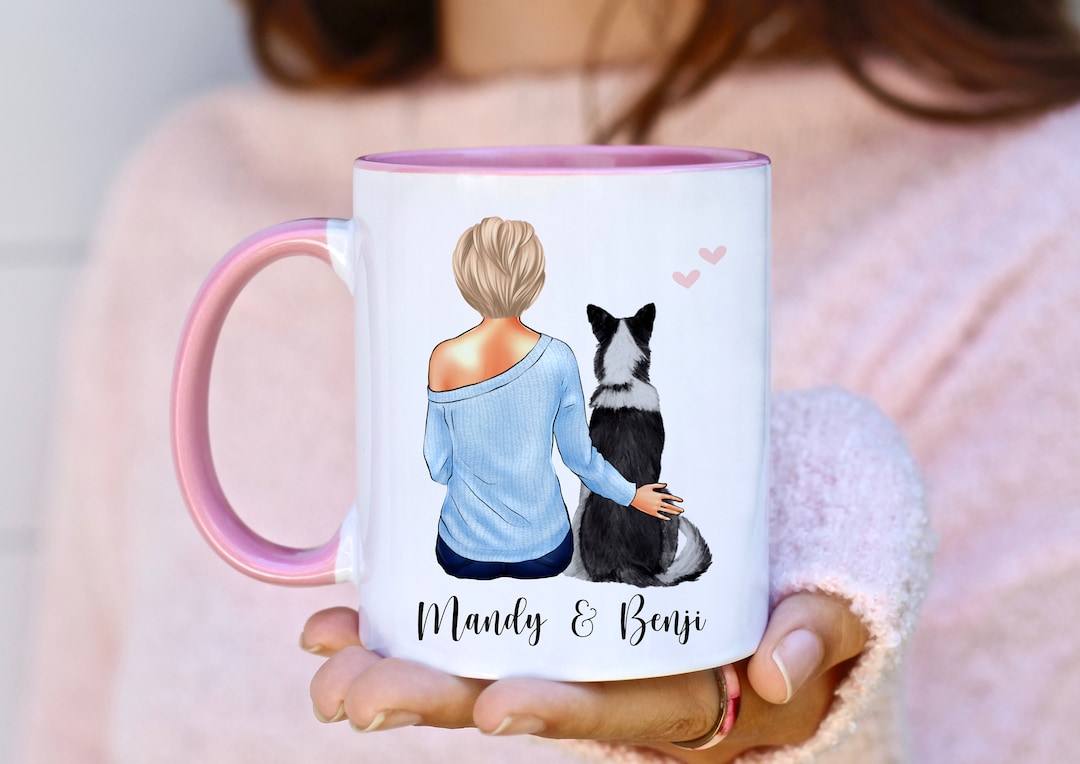 Personalized Dog Mum Mug: Custom Girl and Dog Portrait - Etsy UK