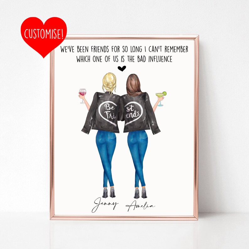 Best Friend Print Friendship Print Personalised Best Friend | Etsy