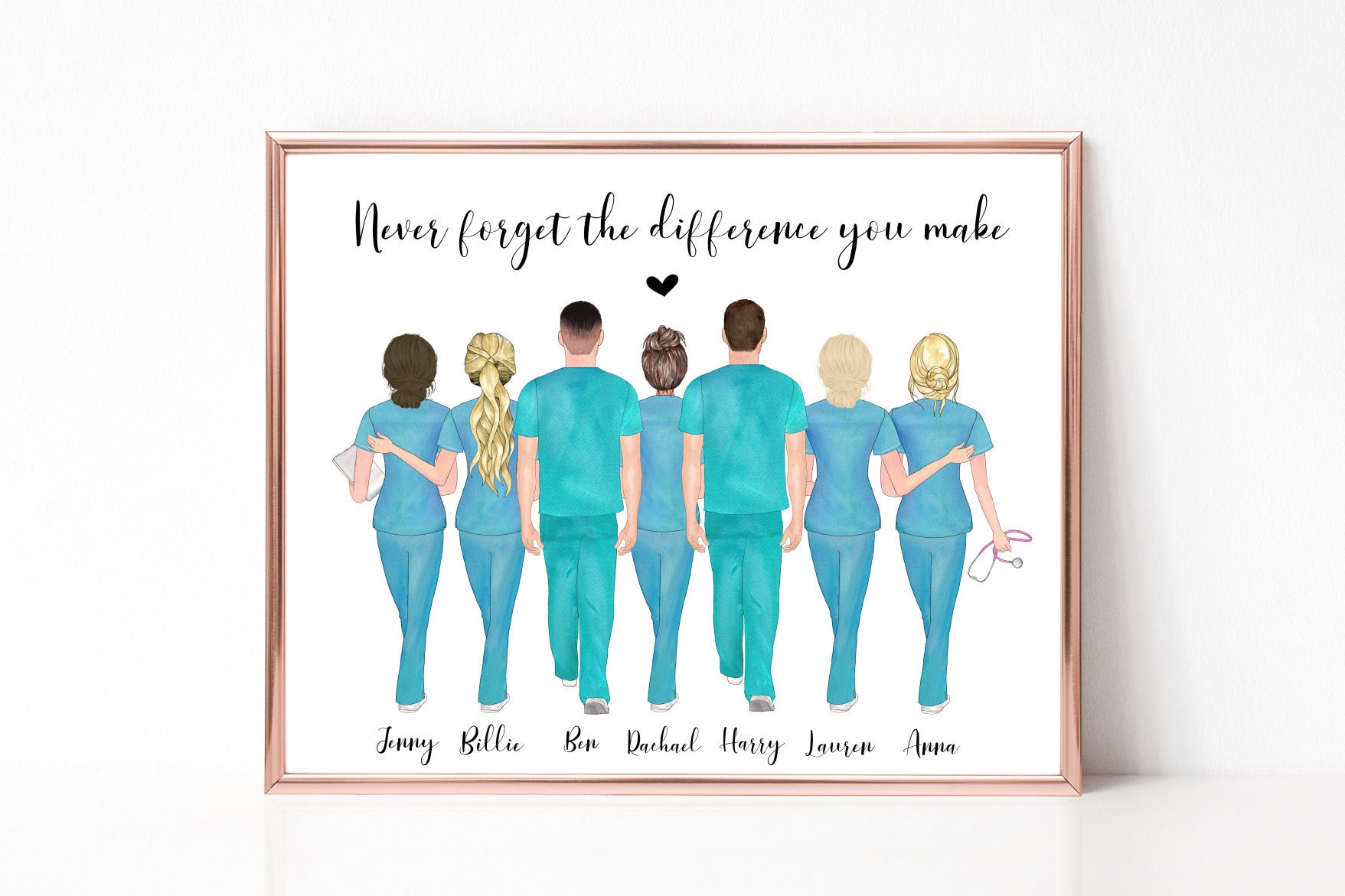 Art & Collectibles Unique Illustration Hospital Gift Nurse Appreciation ...