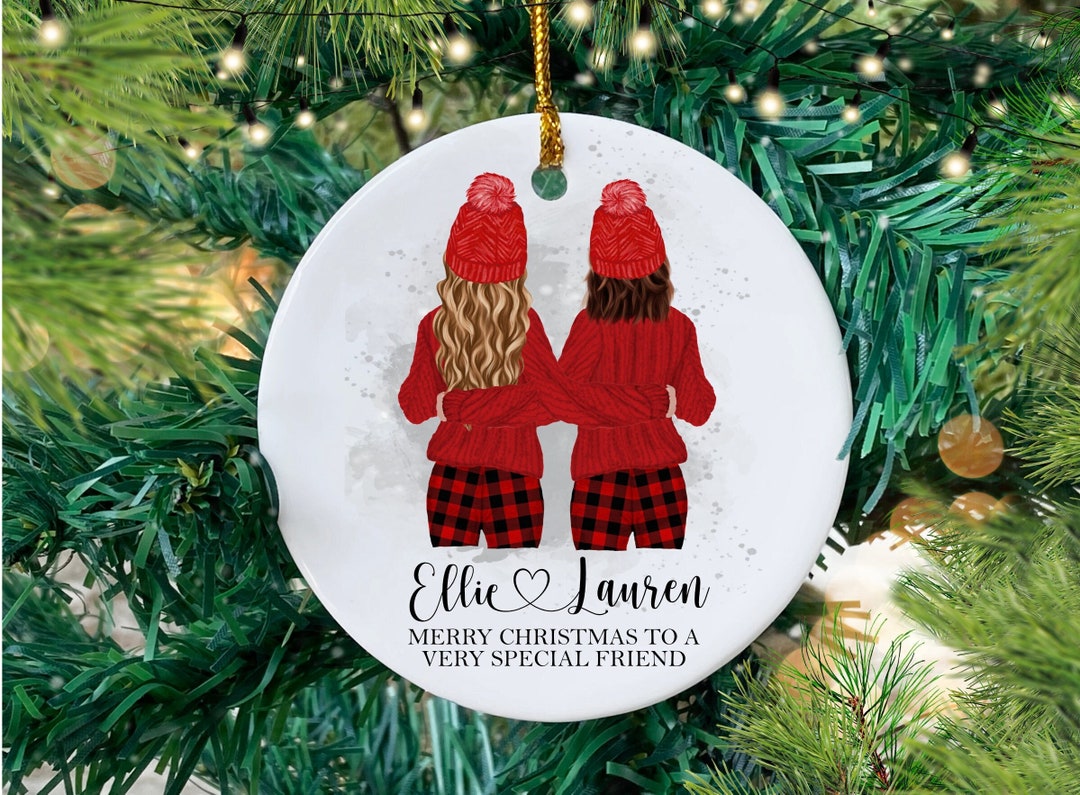 Personalised Friend Christmas Ornament, Custom Sisters Bauble ...
