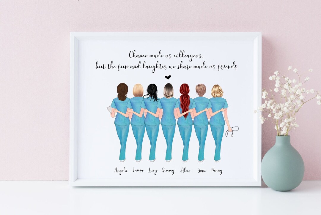Nurse Friends Gift, Personalized Colleague Print, Custom Medical Staff ...