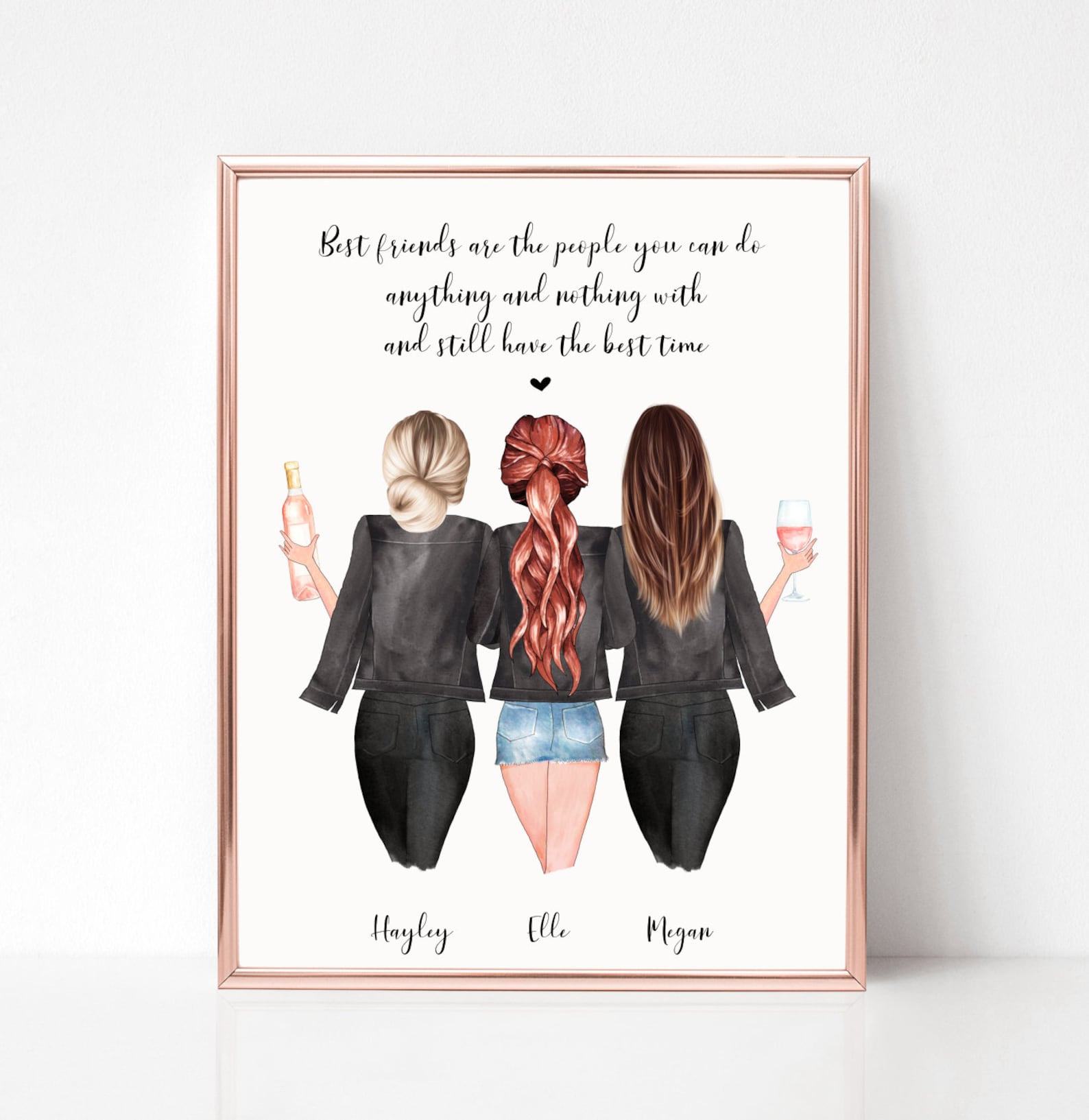 Best Friend Gift, Friend Present, 2, 3 Or4 Friend Group, Personalised ...