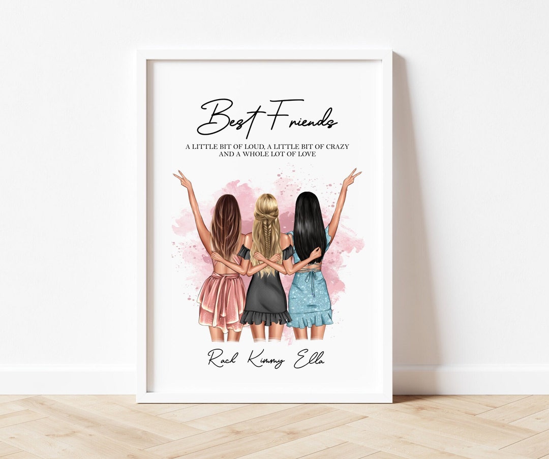 Group Best Friend Gift, Best Friends Gift, 3 Friends Print, Custom ...