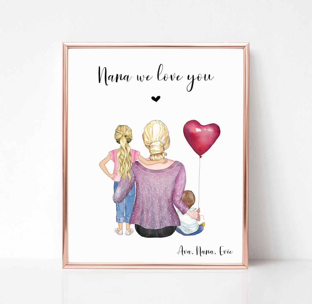 Personalised Nan / Grandchildren Print, Grandparent Gift, Grandchildren ...