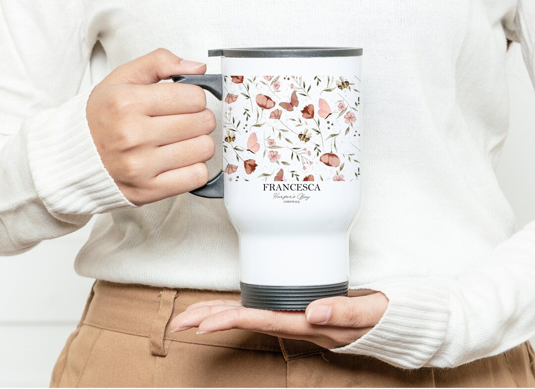 Personalised Floral Name Travel Mug - Etsy UK