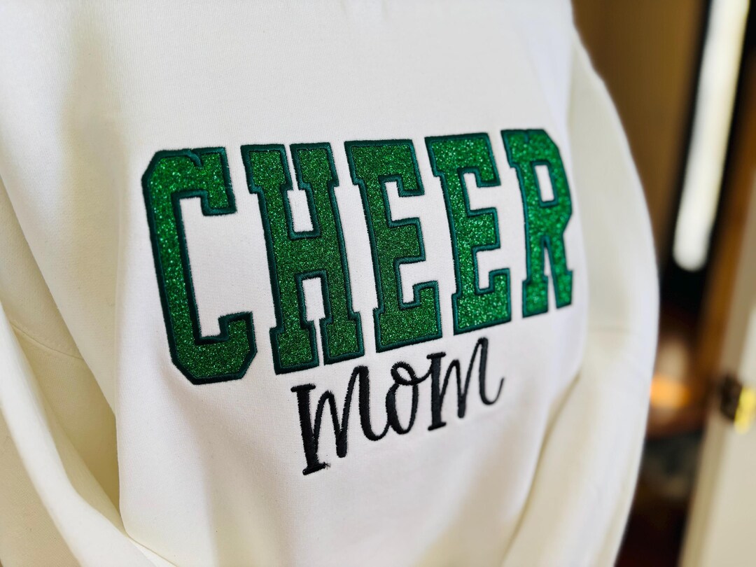Cheer Mom Glitter Applique Sweatshirt: Embroidered School Spirit Wear - Etsy