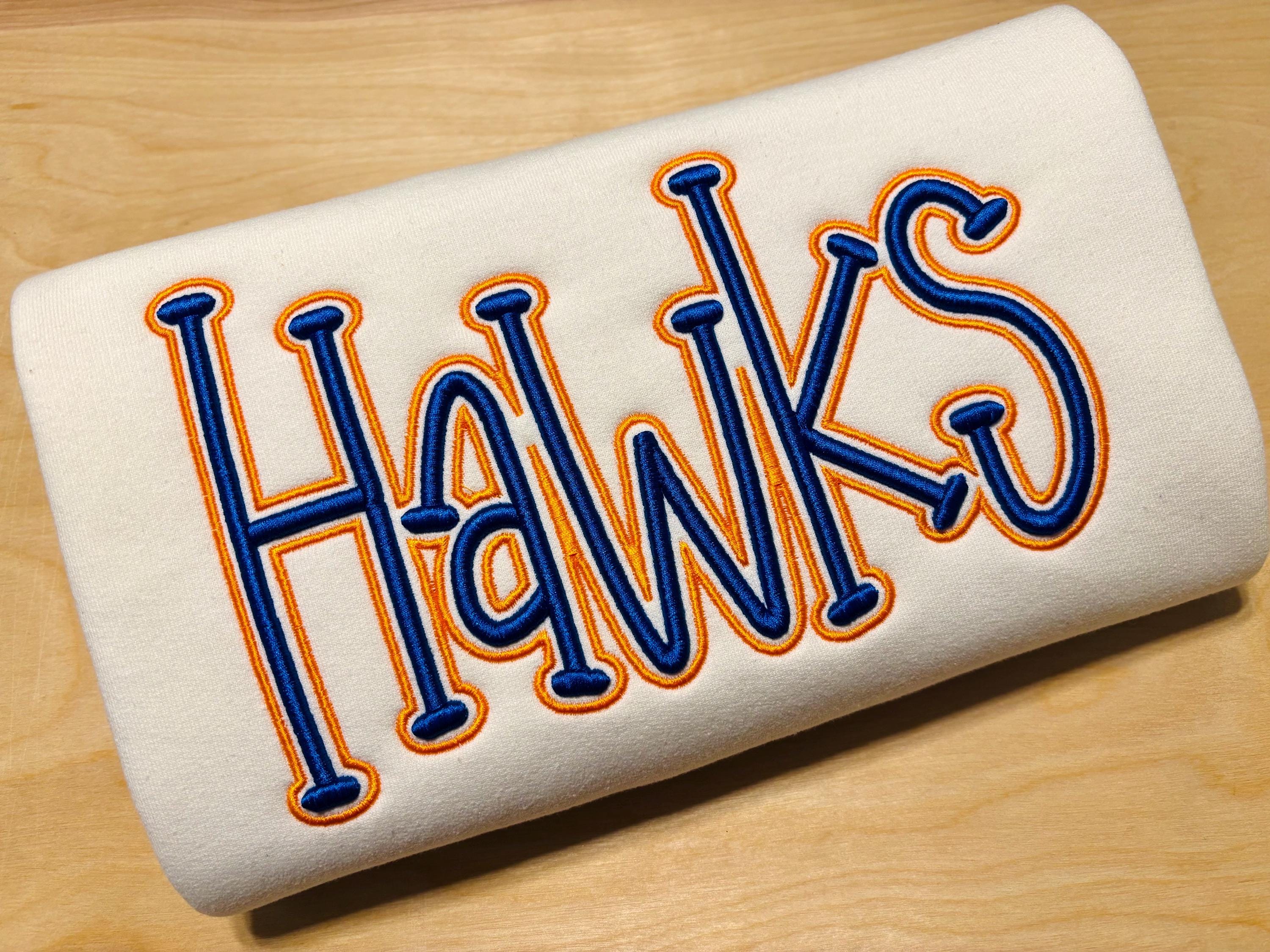 HAWKS || 3D Puff Embroidered Sweatshirt || School Spirit Wear || Game ...