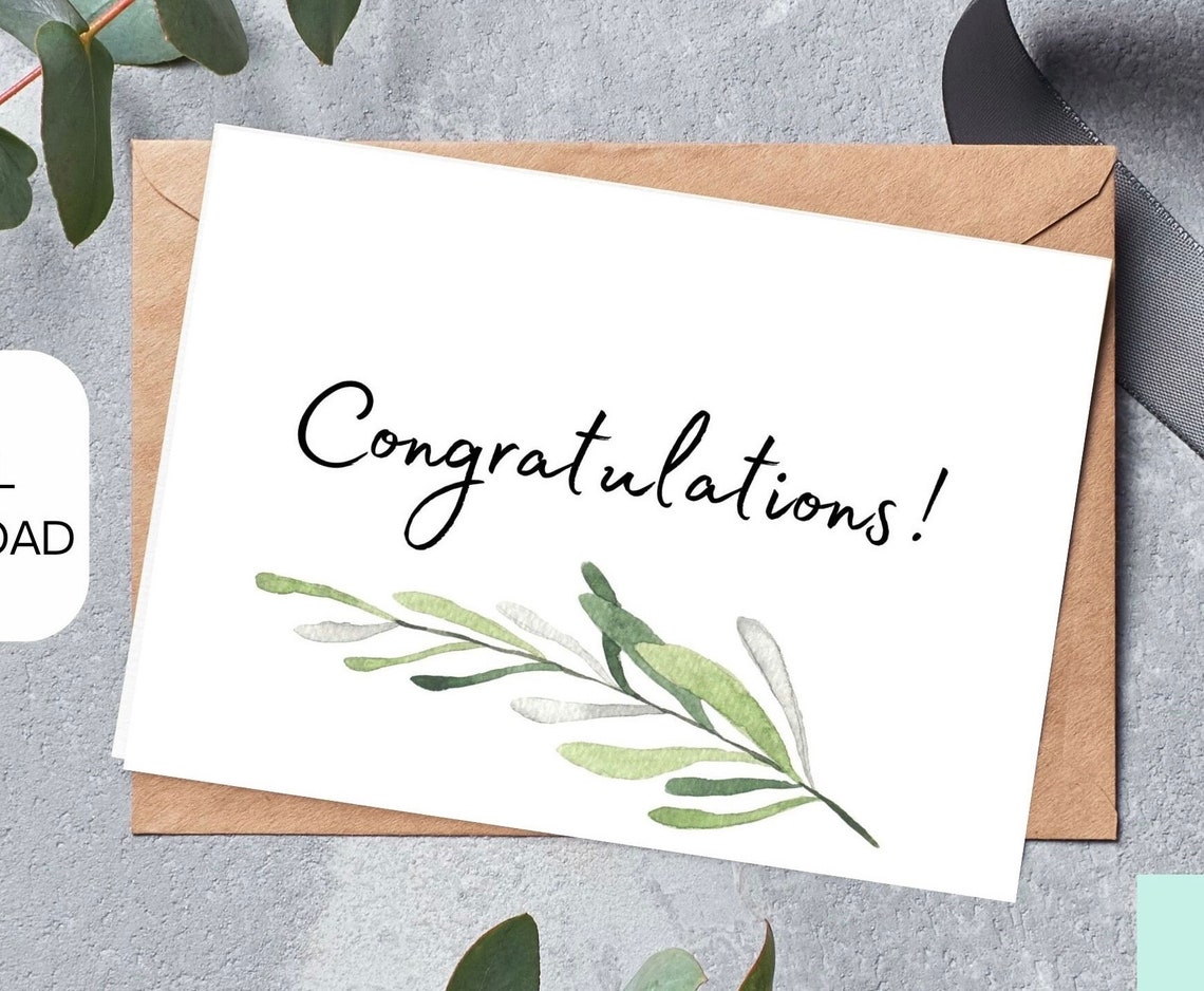 Instant Download Congratulations Card, Printable Congratulations Card ...