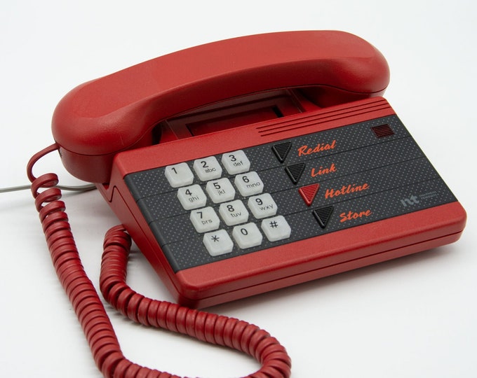 Red Push Button Phone 1990s 1980s Vintage Phone, Retro Home Decor, 80s ...