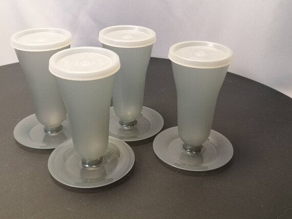 Vintage Tupperware Set of 4 Tall Pudding Cups W/ Lids Jello | Etsy