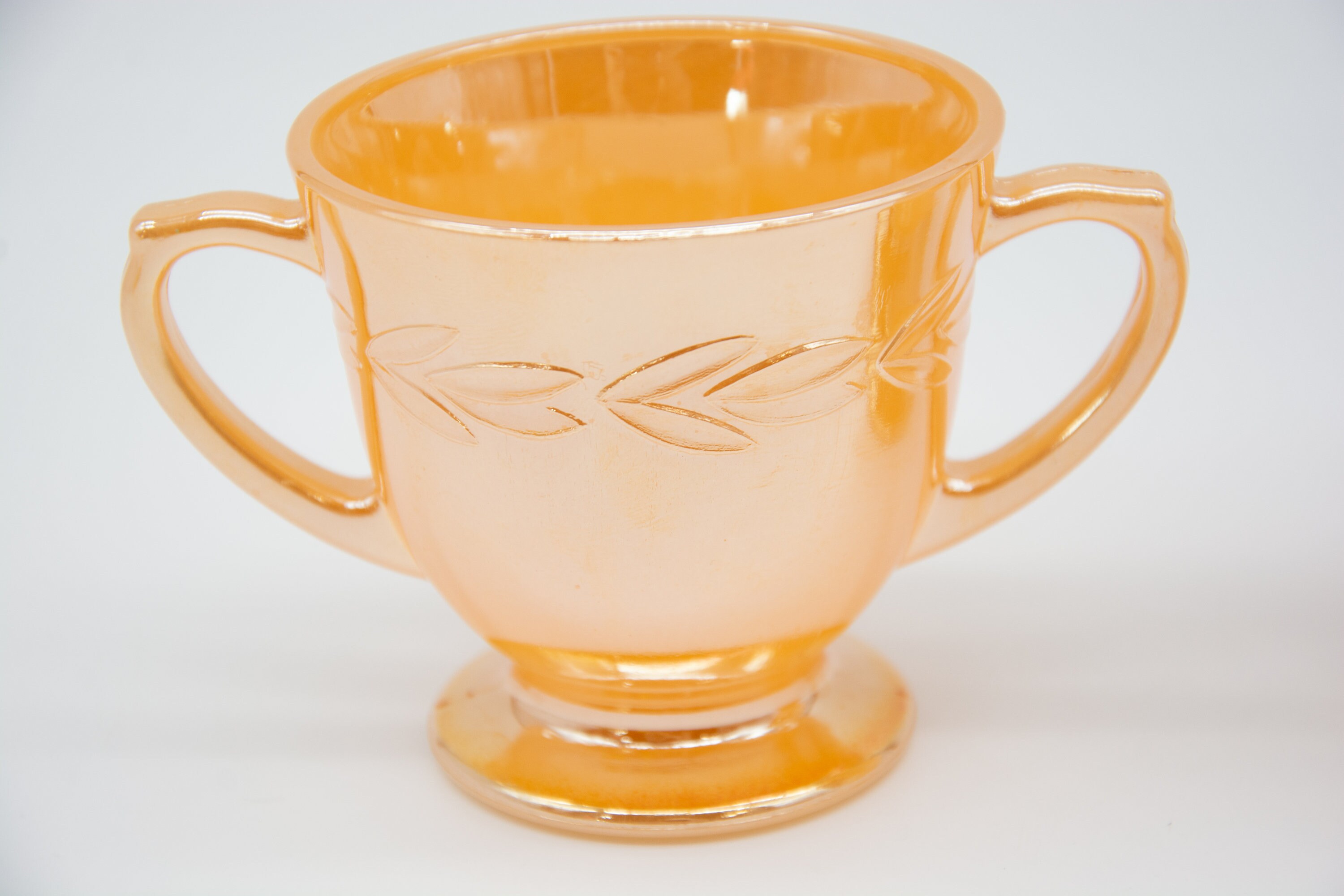 Orange Fire-king Sugar Bowl Creamer Set Vintage Fire King, Peach Lustre ...