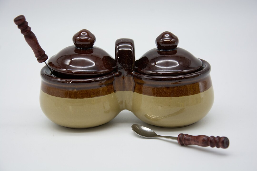 Stoneware Condiment Caddy Vintage Dinnerware, Condiment Set, Stoneware ...
