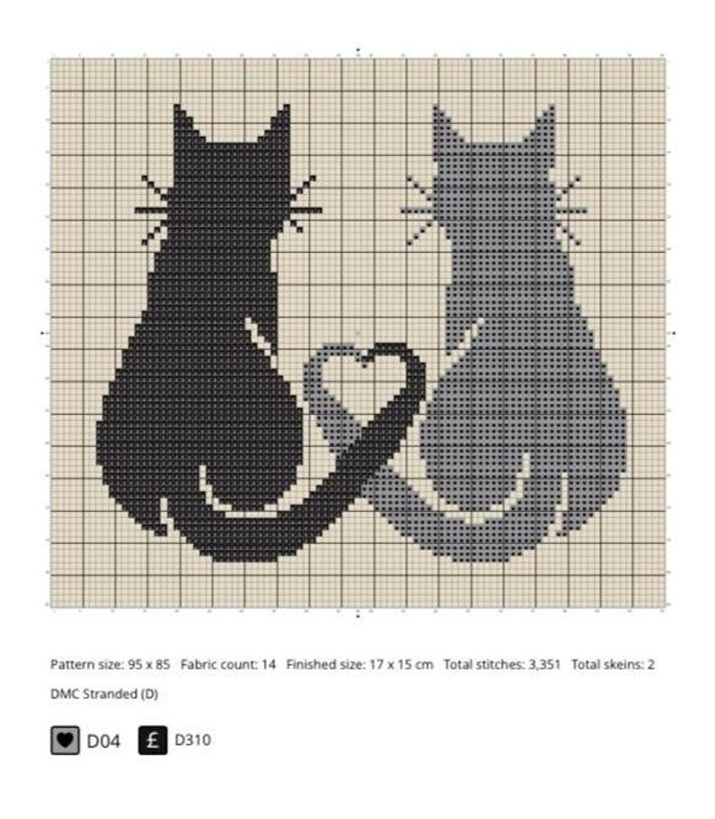 Two Cats in Love Cross Stitch Pattern Instant Digital Download PDF - Etsy