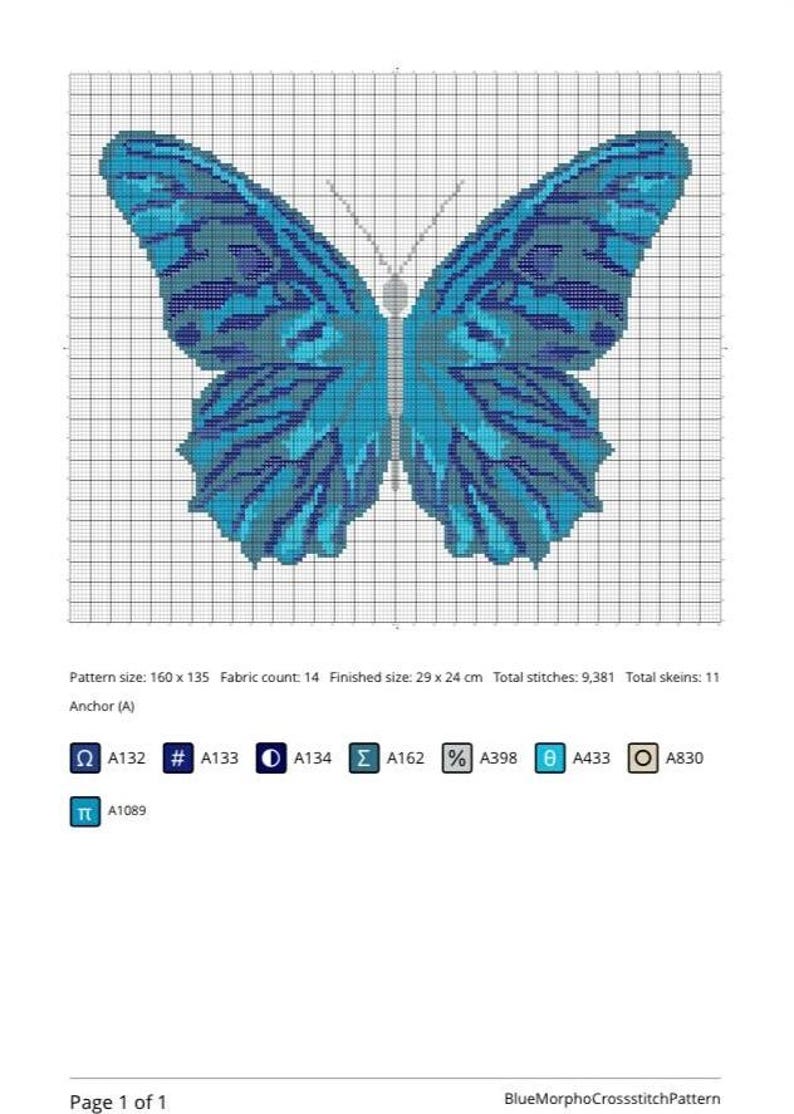 Blue Morpho Cross Stitch Pattern Instant Digital Download - Etsy