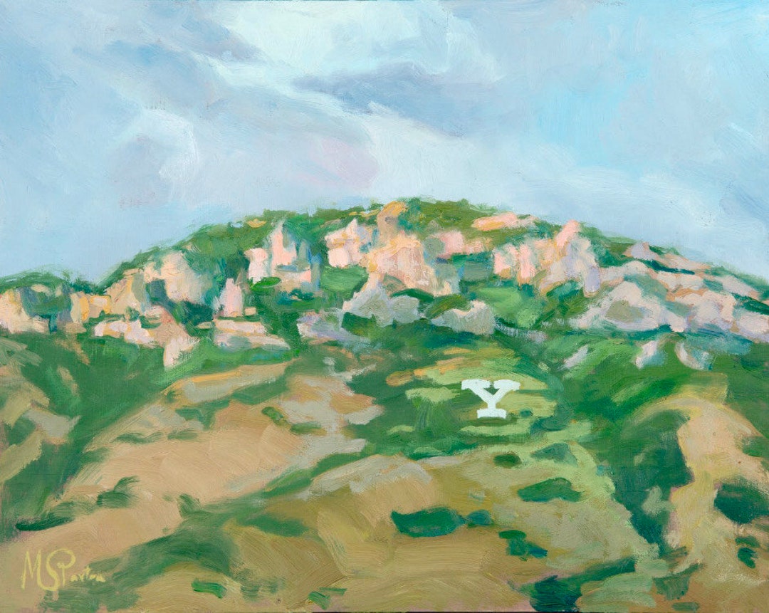 BYU Y Mountain Art Print: Provo Utah Landscape Painting - Etsy