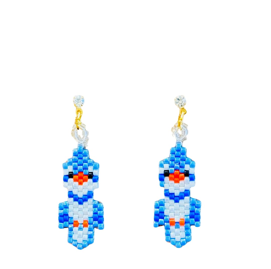 Handmade Cute Blue Jay Bird Miyuki Glass Seed Beaded Earrings, Brick ...