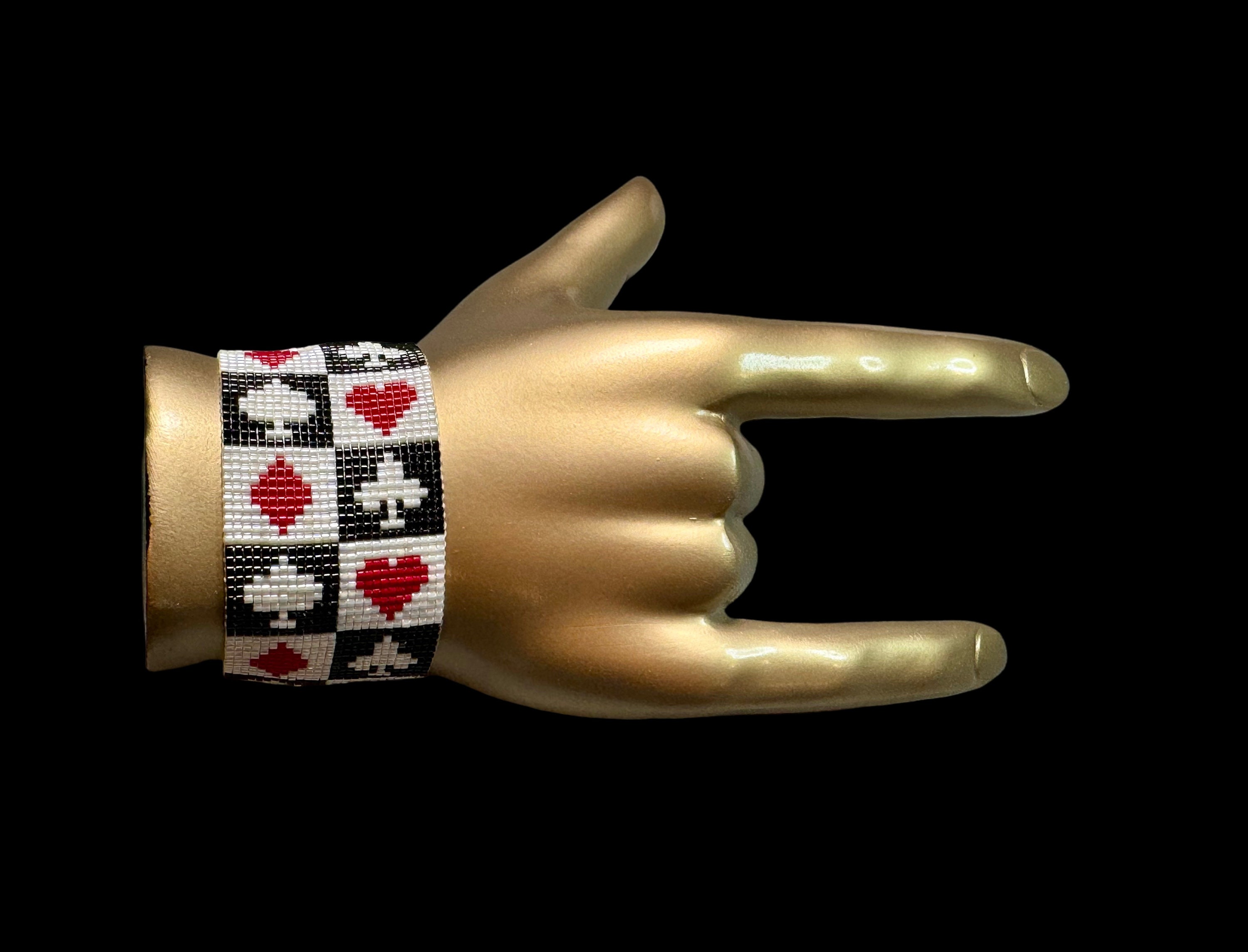 Handwoven Playing Card Four Suit Loom Beaded Cuff Panel Bracelet ...